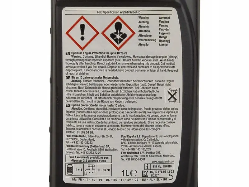 Frostvæske konsentrat Ford Super Plus Premium Oransje │ Genuine® Orange ...