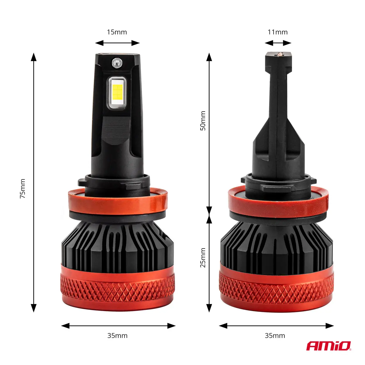LED Pære H8 / H9 / H11 AMiO X3 Series +400% │ CANbus - sett 2 stk. | Geparden.no