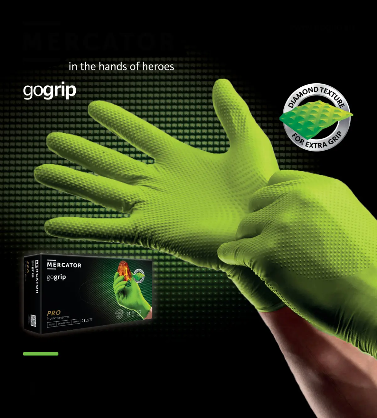 Nitrilhansker gogrip Green Pro str. L - 50 stk. | Geparden.no